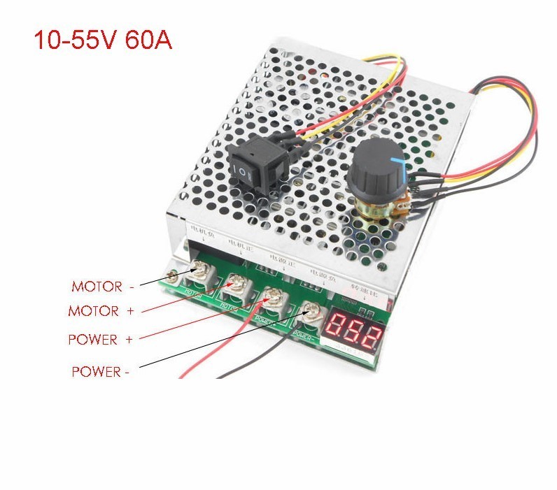 DC 10-55V 60A 3000W motor controller with display
