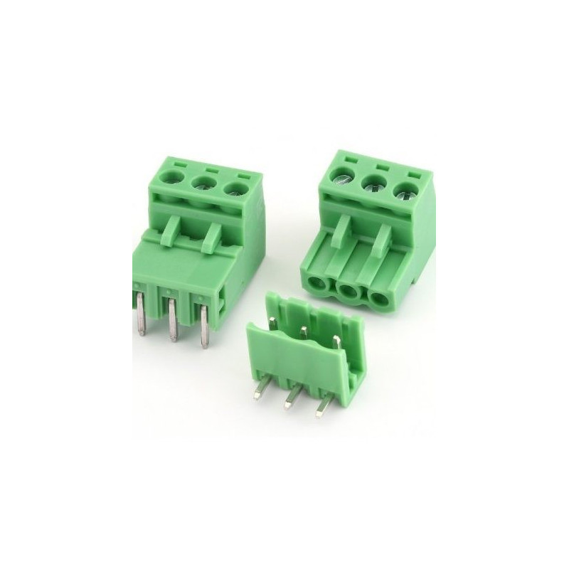 PCB connector set with screw 3 pins 5.08-3P 90 degrees