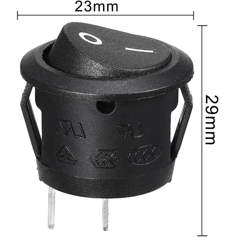 KCD-1 switch, SPST, On/Off, 23mm