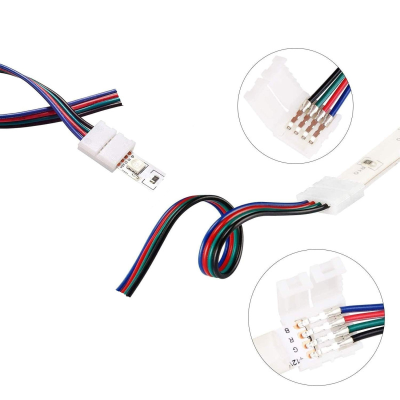 Conector Rapid Banda LED 10mm 4P cu fire RGB