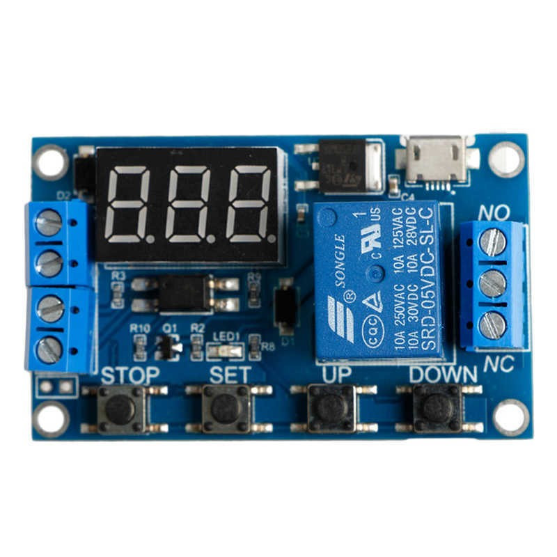 Delay relay module, adjustable time, display
